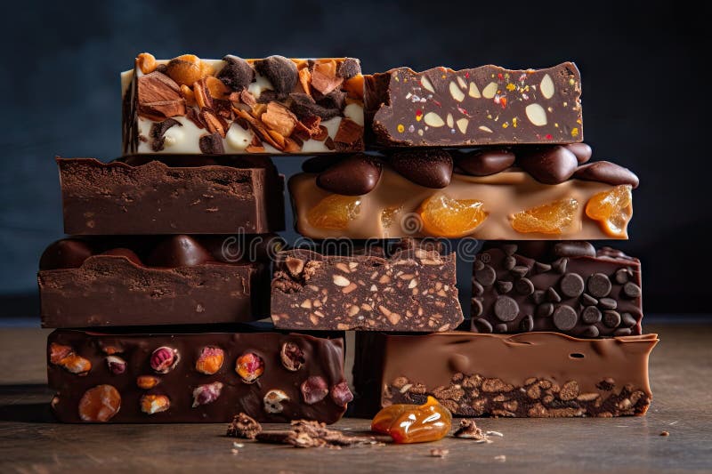 Stack of Decadent Chocolate Bars, with Selection of Fillings and ...