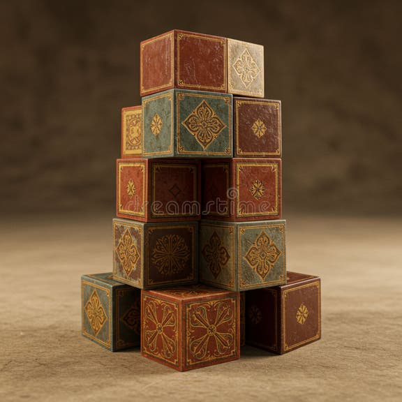 A Stack of Decorative Blocks Arranged in a Pyramid Shape. the Blocks ...