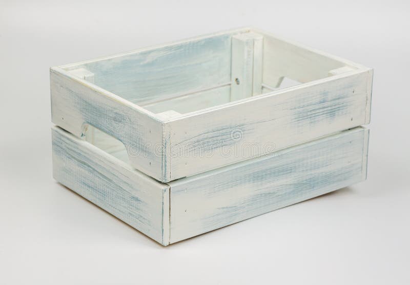 Stack of Decorative Blue Wooden Boxes on White Background Stock Photo ...