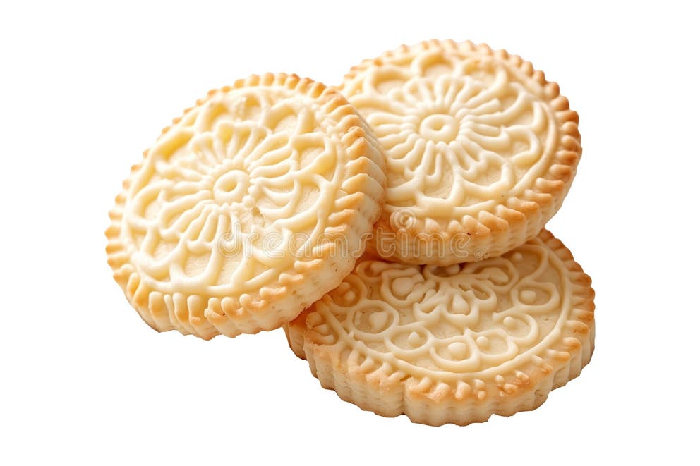 Stack of Decorative Cream-filled Biscuits with Intricate Designs ...