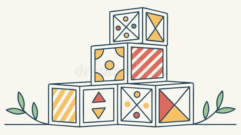 Stack of Decorative Wooden Blocks, Creative Play and Design, Vector ...