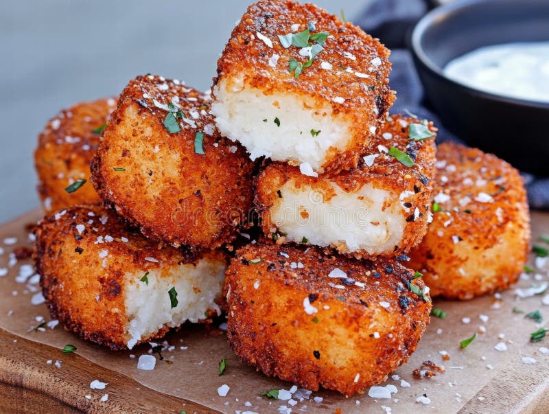 Stack of Deep Fried Hake Nuggets with Tartare Stock Illustration ...