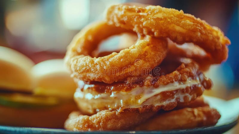 Stack of Deep Fried Onion Rings Stock Photo - Image of stacked, dessert ...