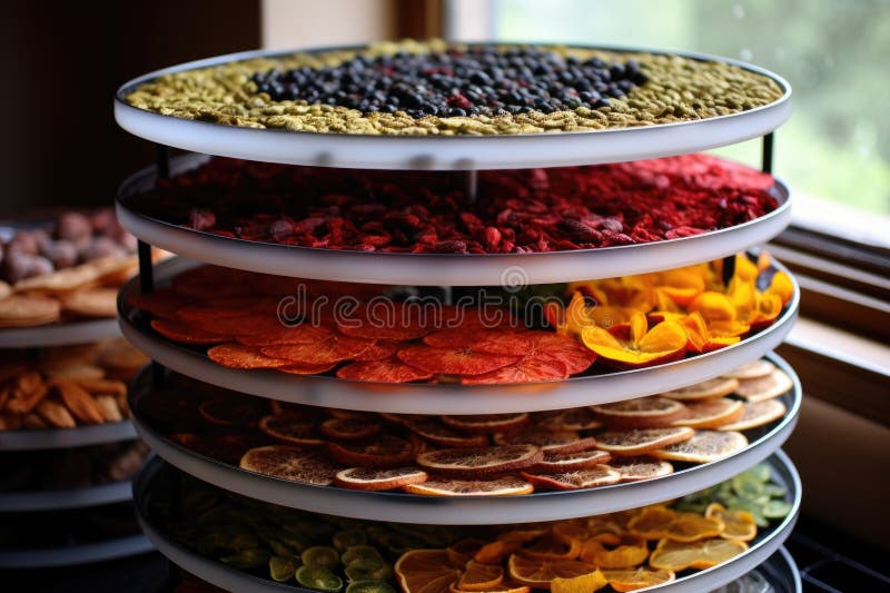 Stack of Dehydrator Trays Filled with Ingredients Stock Illustration ...