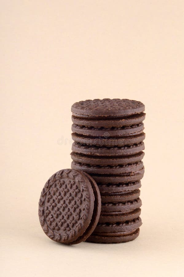 A Stack of Delicious Cream Biscuits or Cookies Stock Photo - Image of ...