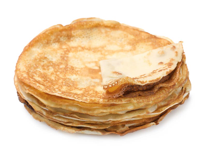 Stack of Delicious Crepes on White Background Stock Image - Image of ...