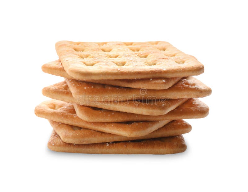 Stack of Delicious Crispy Crackers Isolated Stock Photo - Image of ...