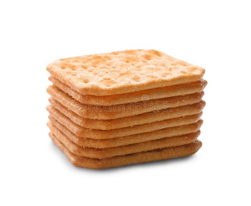 Stack of Delicious Crispy Crackers Isolated Stock Photo - Image of ...