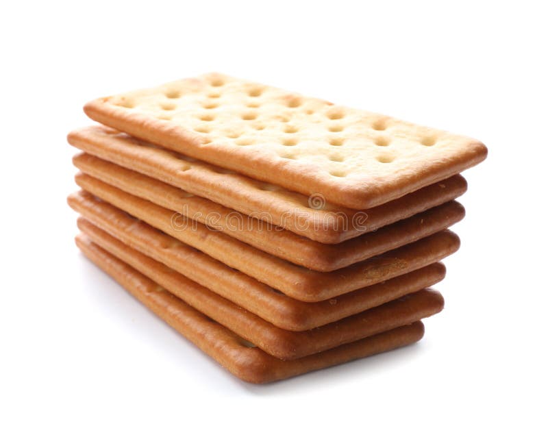 Stack of Delicious Crispy Crackers Isolated Stock Image - Image of salt ...