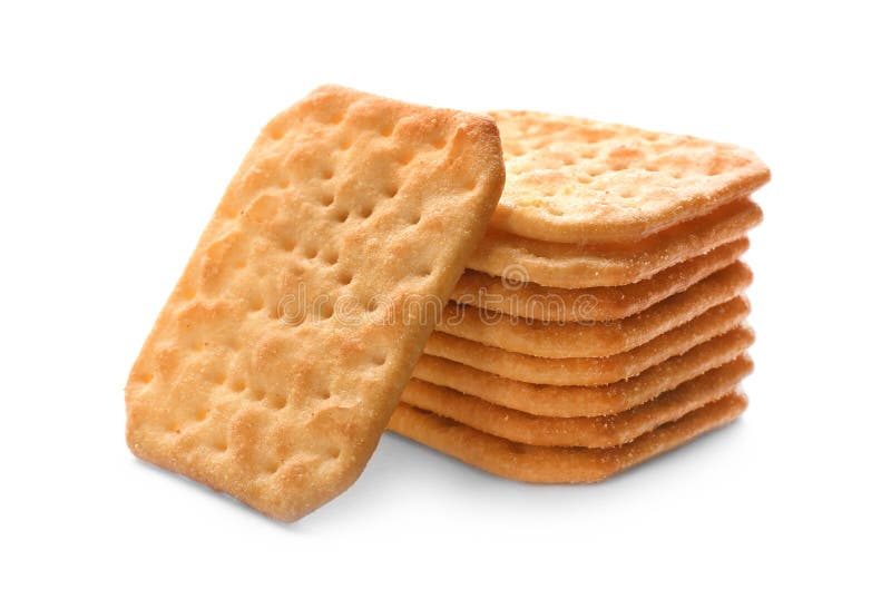 Stack of Delicious Crispy Crackers Isolated Stock Image - Image of ...