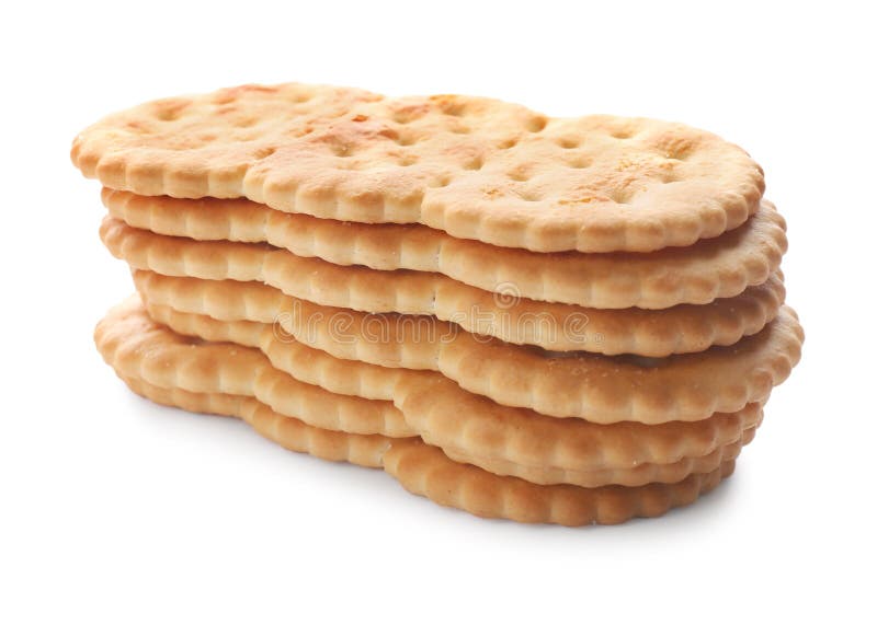 Stack of Delicious Crispy Crackers on White Stock Photo - Image of ...