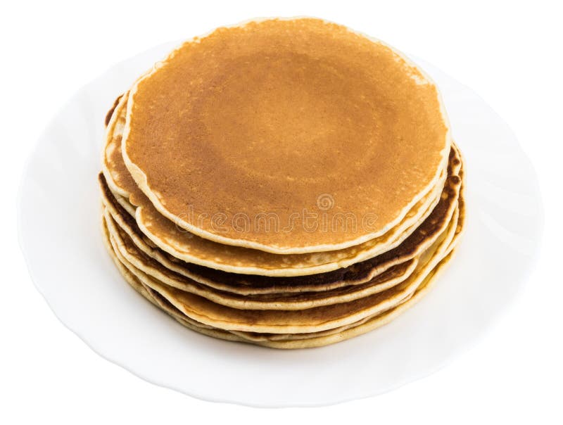 Stack of Delicious Pancakes on Plate Isolated on White Stock Image ...