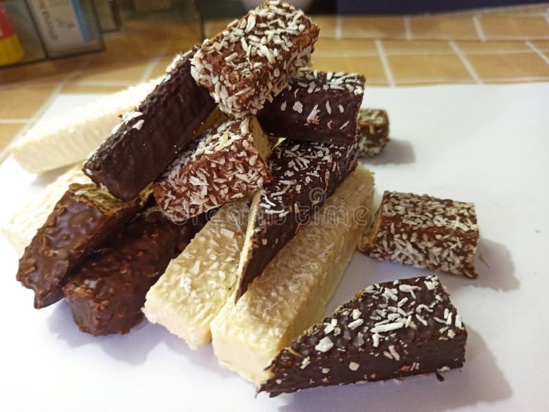 A Stack of Delicious Sweet Chocolate Snacks To Enjoy with Friends Stock ...