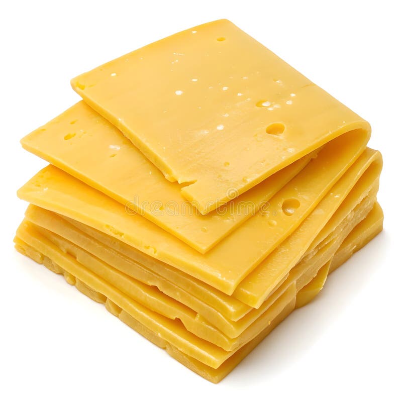Stack of Delicious Yellow Cheese Slices Isolated on White Background ...