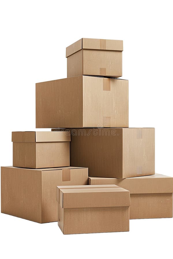 Stack of Delivery Boxes Alone on Transparent Background Stock ...