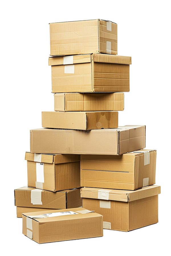 Stack of Delivery Boxes Alone on Transparent Background Stock ...