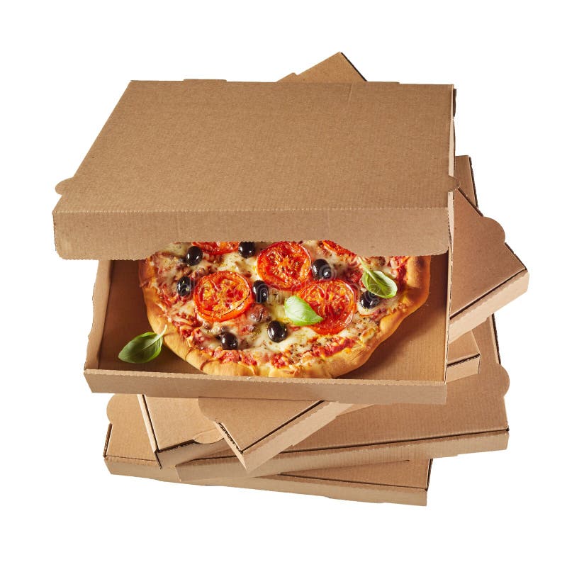 Stack of Delivery Boxes with Pizza Stock Photo - Image of gourmet ...
