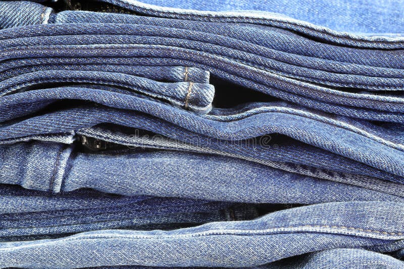 Stack of Denim Blue Jeans Detail, Pattern, Texture, Background of Denim ...