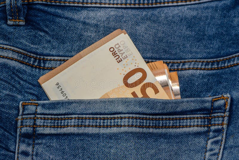 Fifty Euro Banknotes in Blue Jeans Pocket Stock Photo - Image of bill ...