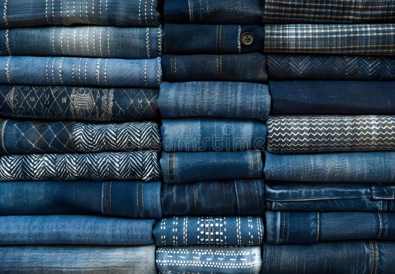 Stack of Denim Jeans, Various Washes and Styles Stock Illustration ...