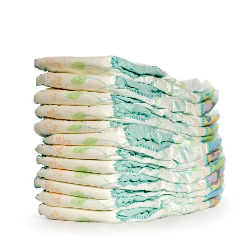 Stack of Diapers on White Background Close Up. Stock Photo - Image of ...
