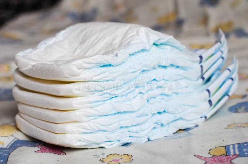 Stack of Diapers stock photo. Image of birth, incontinence - 49066596