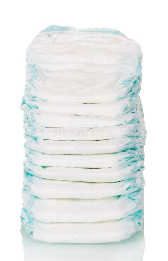 Pampers Baby Close-up Isolated on White. Stock Image - Image of change ...