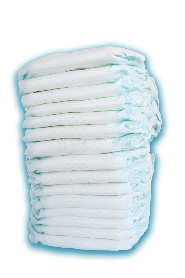 Stack of Diapers Isolated on White Background Stock Photo - Image of ...
