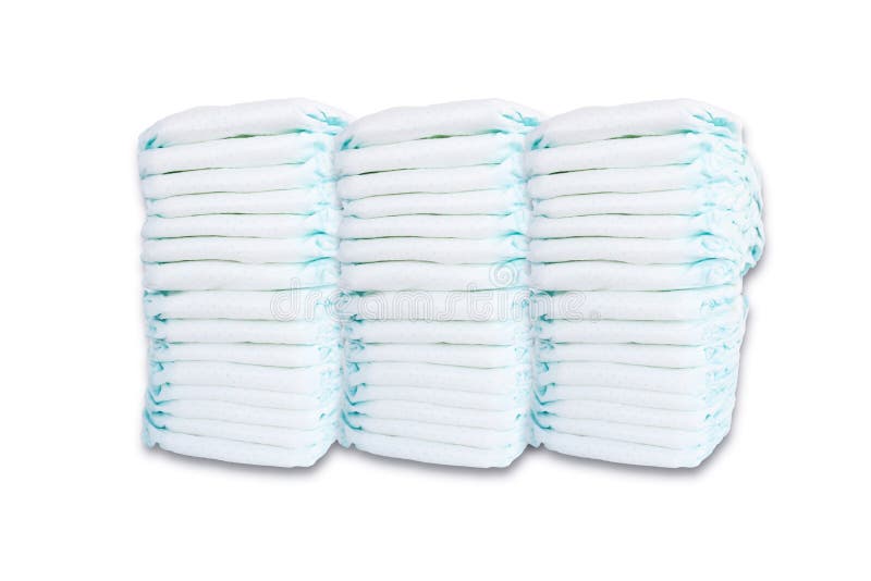 Stack of Diapers Isolated on White Background Stock Photo - Image of ...