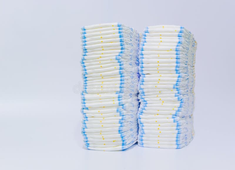 Stack of Diapers on White Background Stock Image - Image of diaper ...