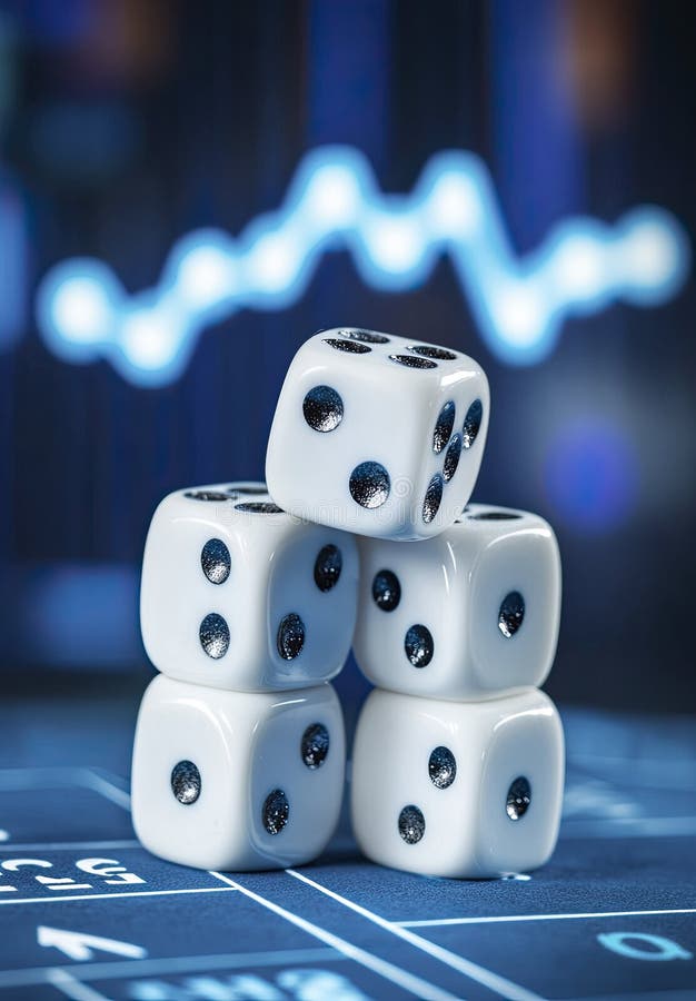 Stack of Dice on a Casino Table Against a Financial Chart Background ...
