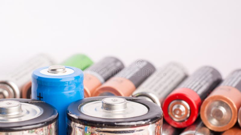 Stack of Different Batteries Stock Image - Image of object, flat: 266010895