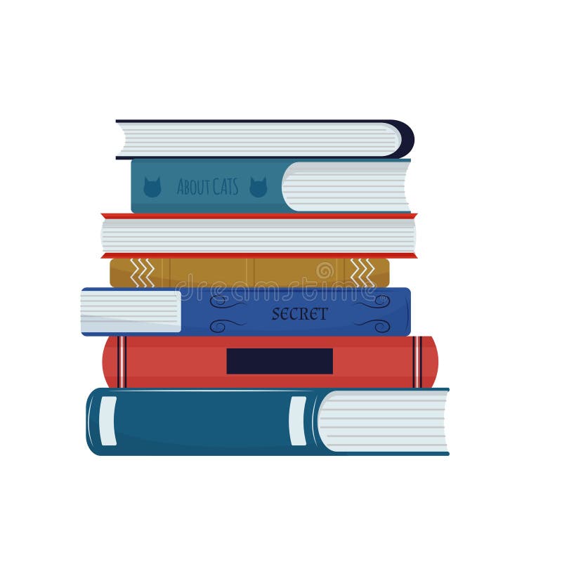 Stack Of Different Books In Cartoon Style Isolated Stock Vector ...