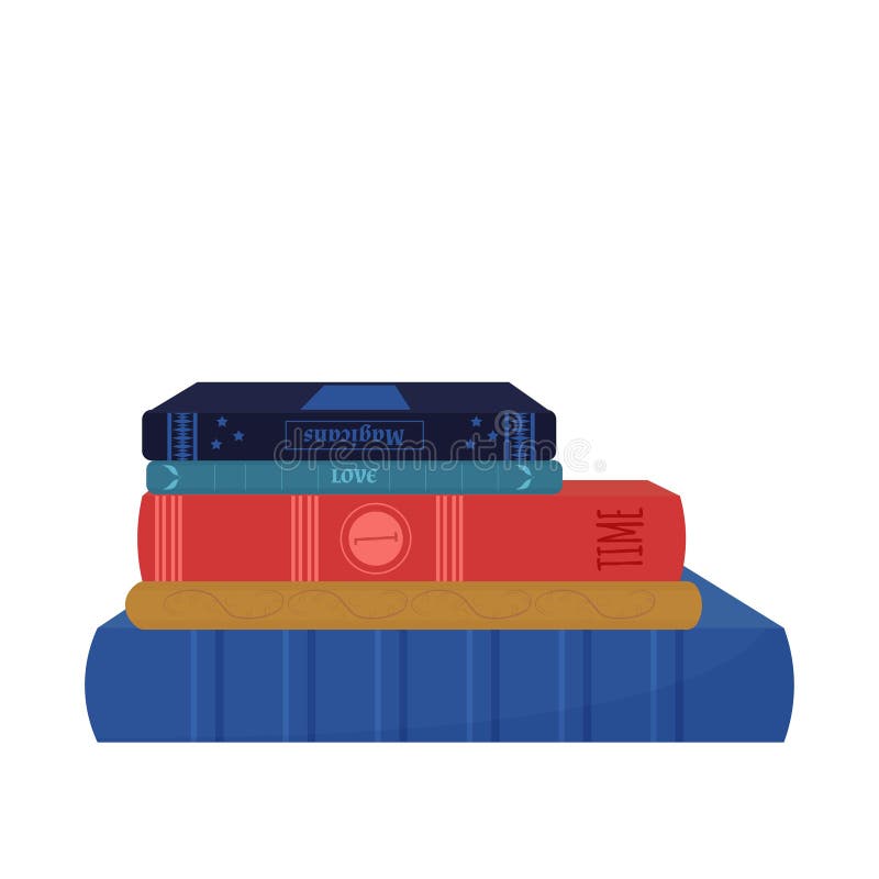 Stack of Different Books in Cartoon Style Stock Illustration ...
