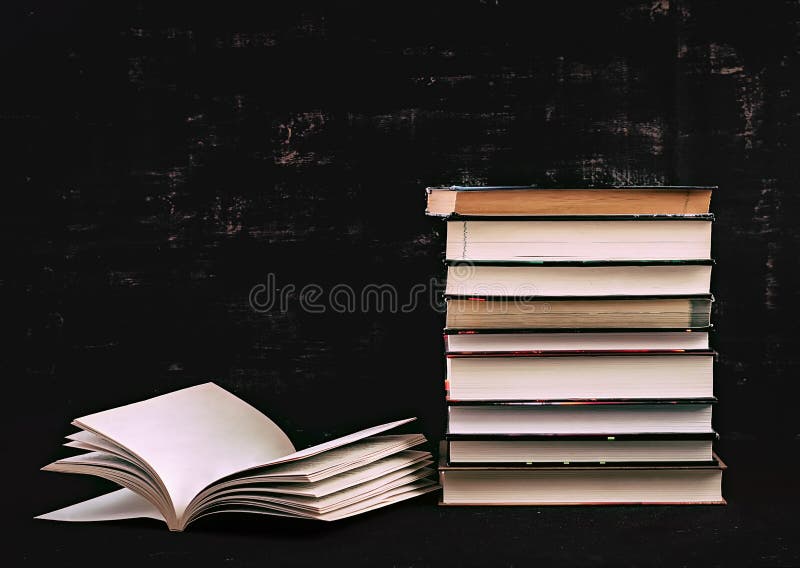 Stack of Different Books on Dark Background. Knowledge Concept Stock ...