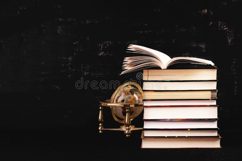 Stack of Different Books on Dark Background. Knowledge Concept Stock ...