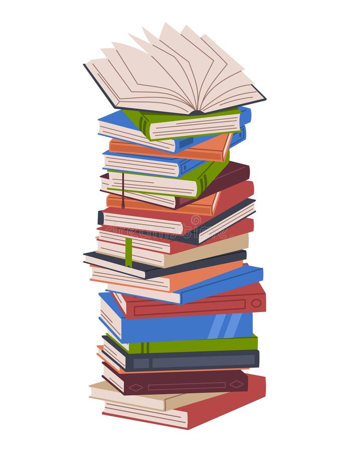 Stack Different Books. Dictionary, Encyclopedia and Notebook. Colorful ...