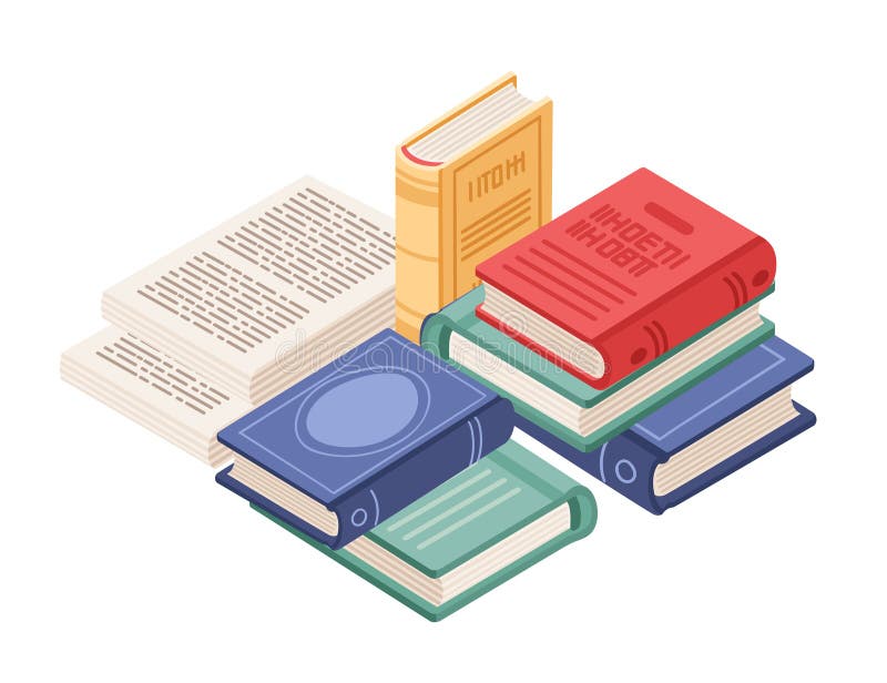 Stack of Different Books with Hardback Vector Illustration Isolated on ...