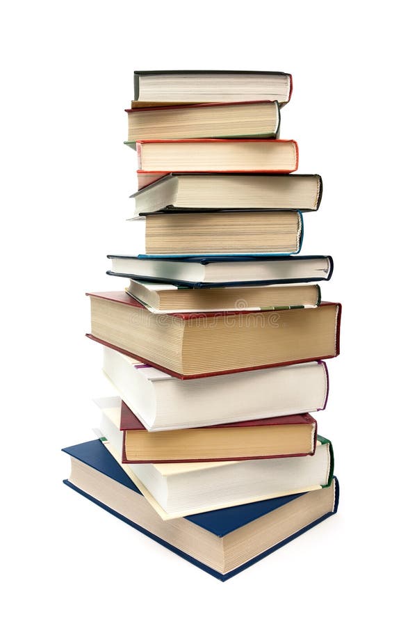 Stack of Different Books Isolated on White Background. Vertical Stock ...