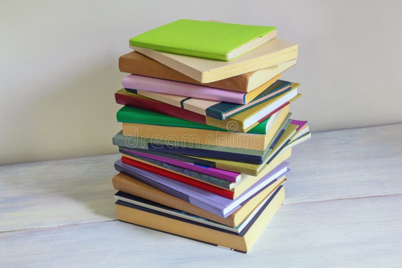 Stack of Different Books. Rustic Background, Copy Space Stock Photo ...