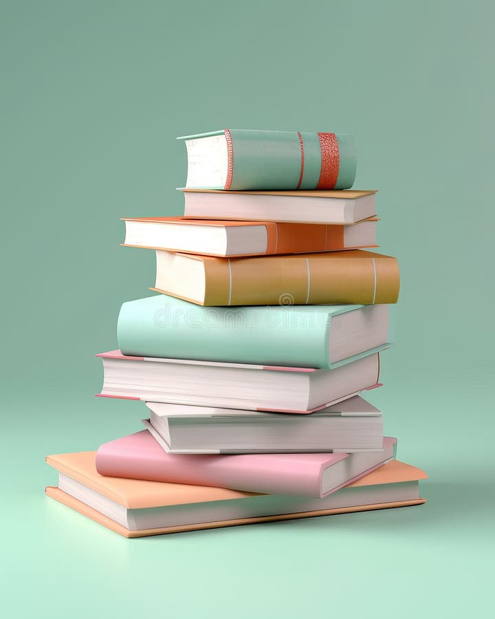 A Stack of Different Books in Size and Color on a Mint Background ...