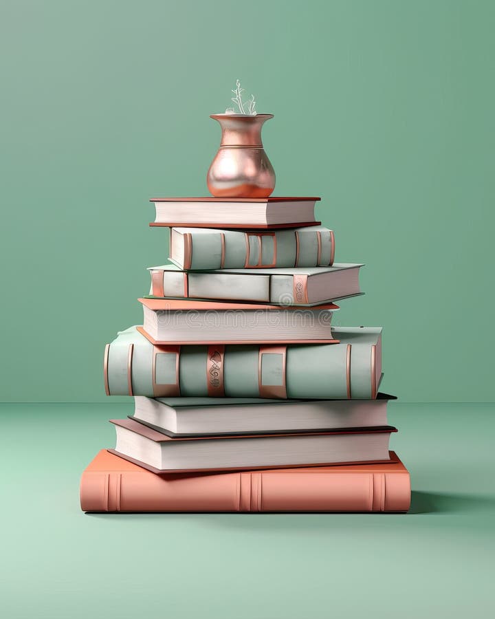 A Stack of Different Books in Size and Color on a Mint Background ...