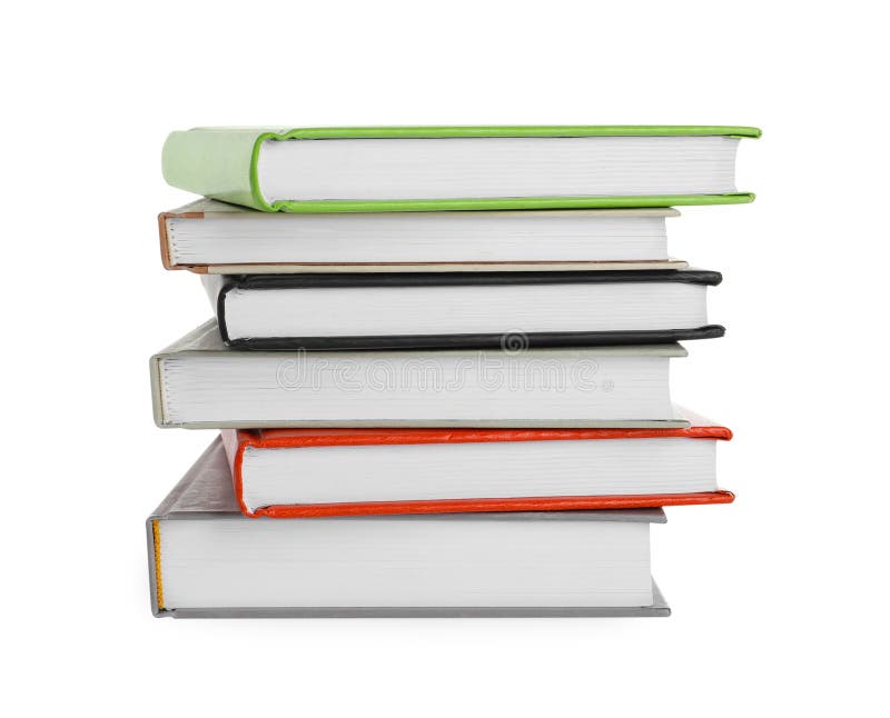 Stack of Different Books on White Background Stock Image - Image of ...