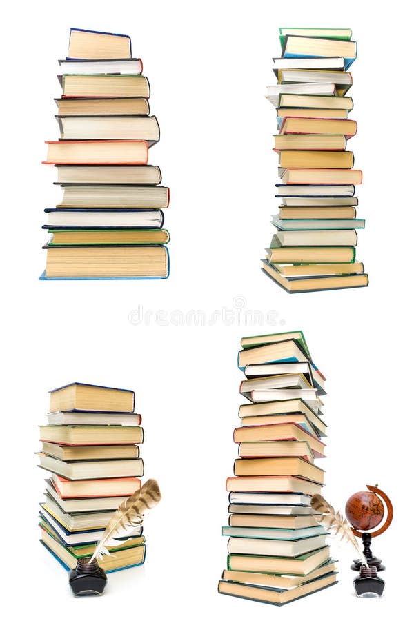 Stack of Different Books on a White Background Stock Illustration ...