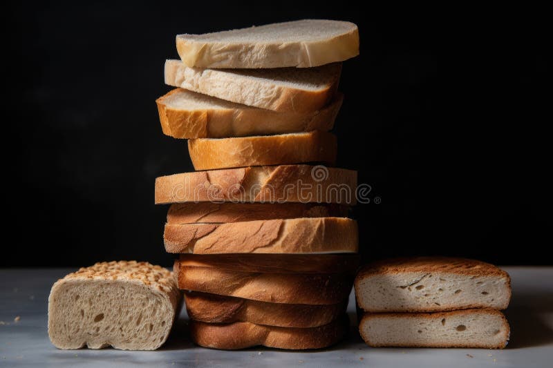 Stack of Different Bread Shapes, Each One Scored for Neat and ...