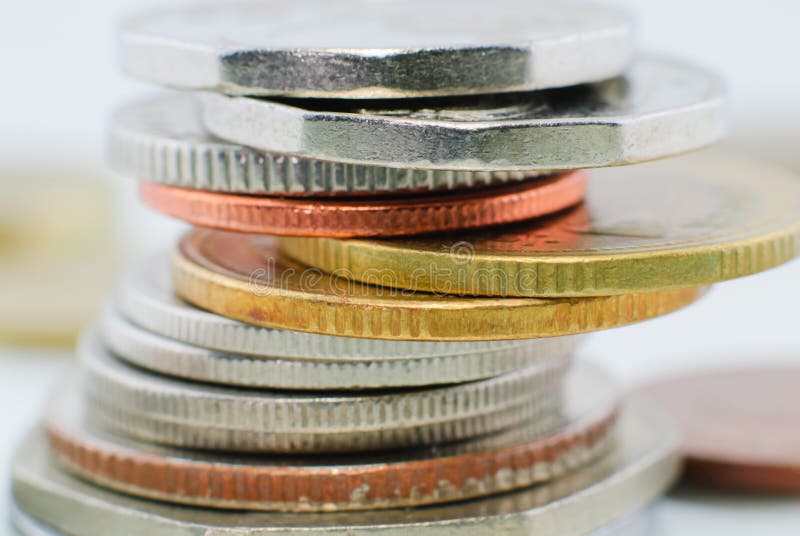 Stack of different coins stock image. Image of background - 54256527