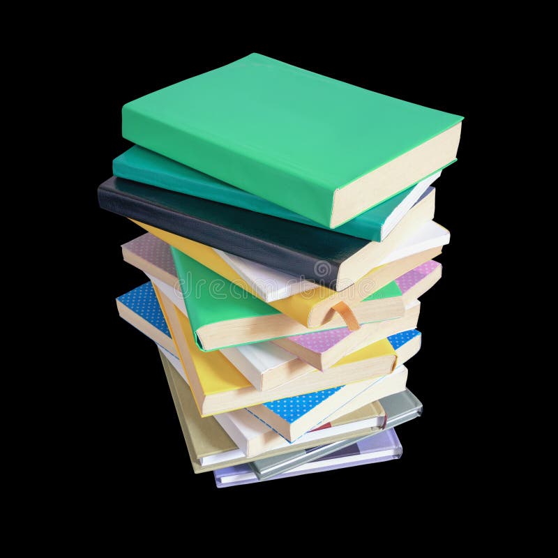 Stack of Colorful Books Isolated on Black Stock Photo - Image of ...