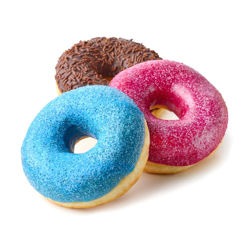 Stack of Different Colorful Donuts on White Background Stock Image ...