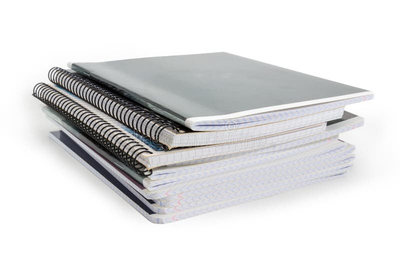 Stack of the Different Exercise Books on a White Background Stock Photo ...