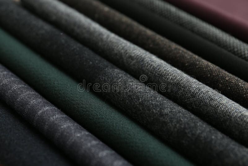 Stack of Different Fabric Samples As Background, Closeup. Textile ...